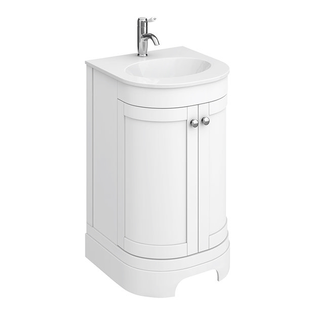 Period Bathroom Co. 500mm Curved Vanity Unit with White Stone Resin ...