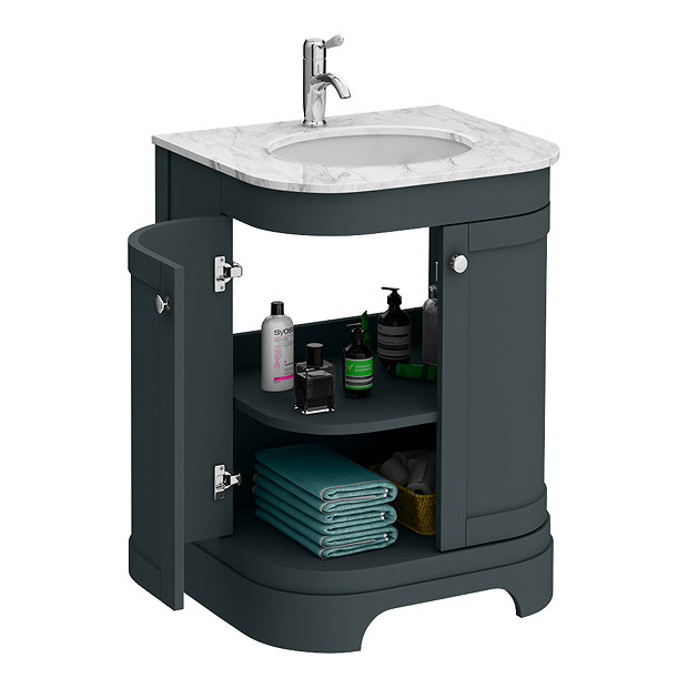 Curved Vanity Unit With White Marble Basin