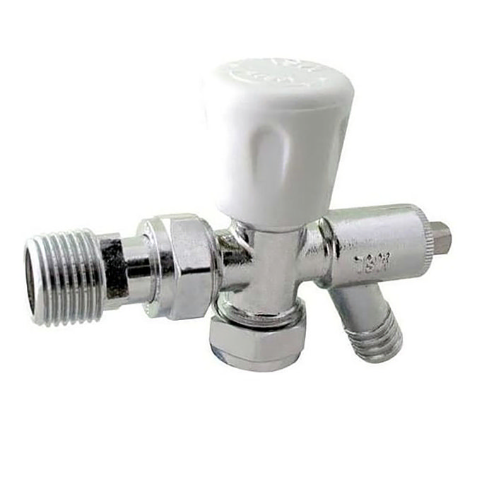 Pioneer Angled Radiator Valves (15mm Nut) with Drain Off