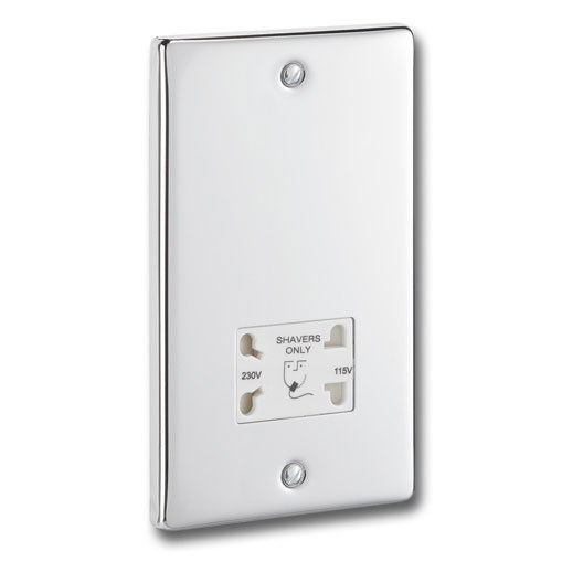 Polished Chrome Dual Voltage Shaver Socket | Victorian Plumbing.co.uk