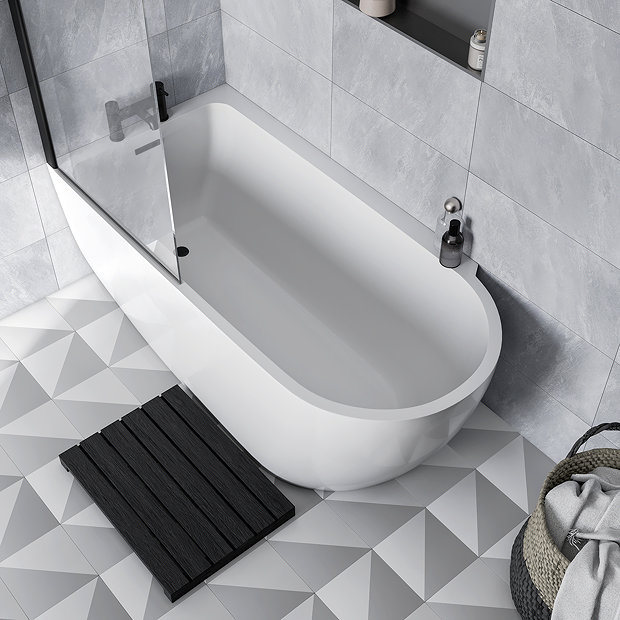 Potenza 1650 x 780 Curved Freestanding Corner Bath with Matt Black ...