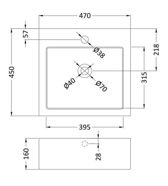 Nuie 470mm Square Ceramic Counter Top Basin - 1 Tap Hole - NBV102 at ...