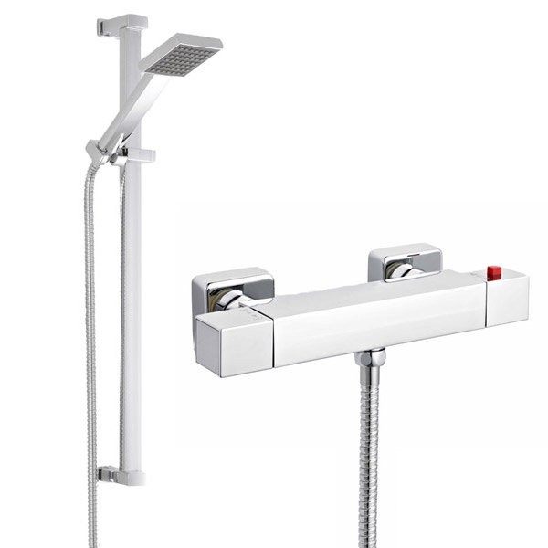 Ultra ABS Square Thermostatic Bar Valve w/ Rectangular Slide Rail Kit ...