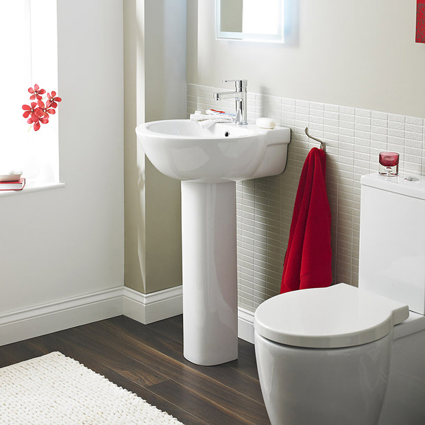 Nuie - Darwin 1TH Basin with Full Pedestal at Victorian Plumbing UK