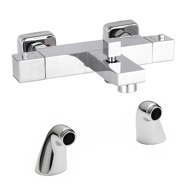 Nuie Deck Mounted Square Thermostatic Bath Shower Mixer Valve Bottom