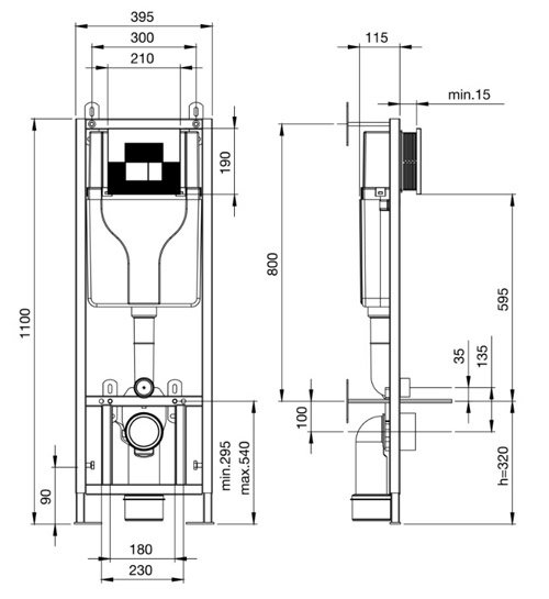 Dual Flush Concealed WC Cistern with Wall Hung Frame - XTY005 at ...
