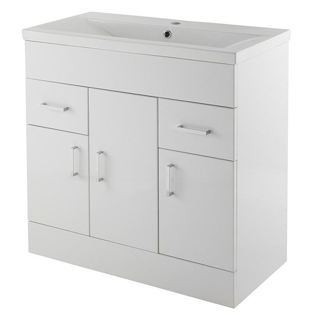 Nuie Eden Minimalist Gloss White Vanity Unit | 800 x 400mm Size