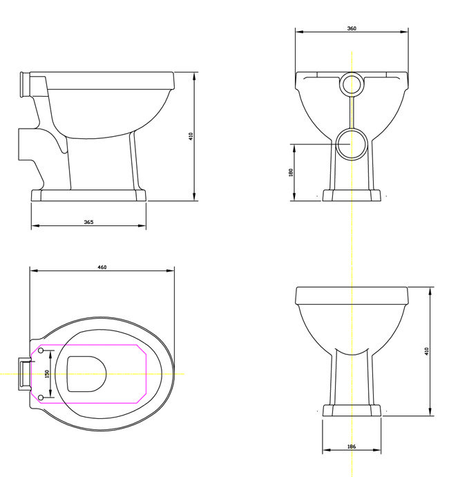 Carlton Low Level Traditional Ceramic WC Pan & Cistern (Excluding Seat ...