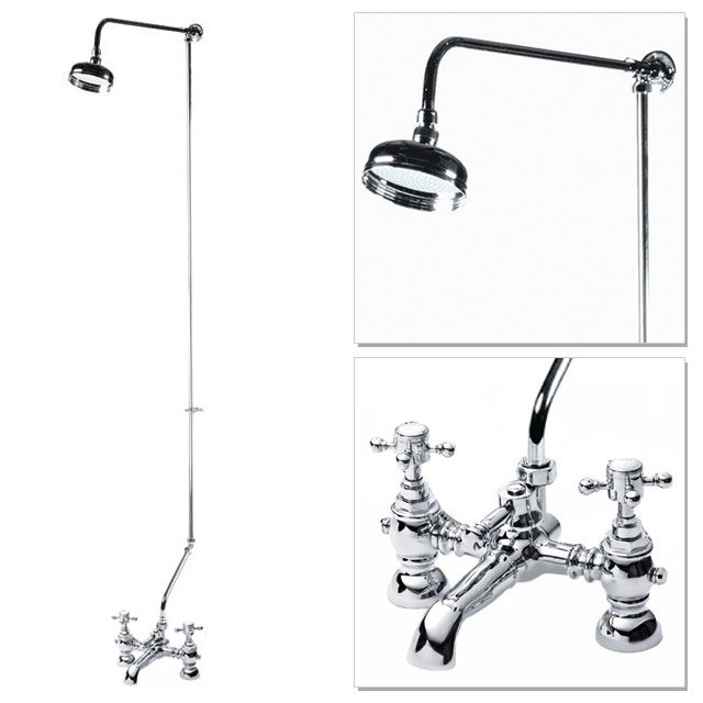 Ultra Traditional Edwardian York Bath Shower Mixer + Rigid Riser Kit ...