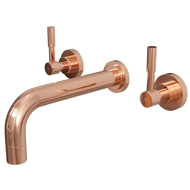 Primo Rose Gold Modern Wall Mounted Basin Mixer Tap + Waste | Victorian ...