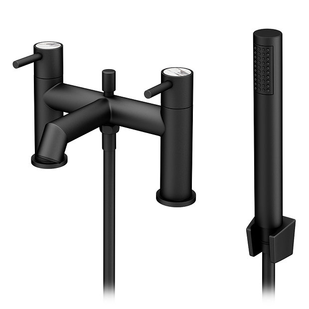 Radius Customisable Bath Shower Mixer Tap with Shower Kit - Matt Black ...