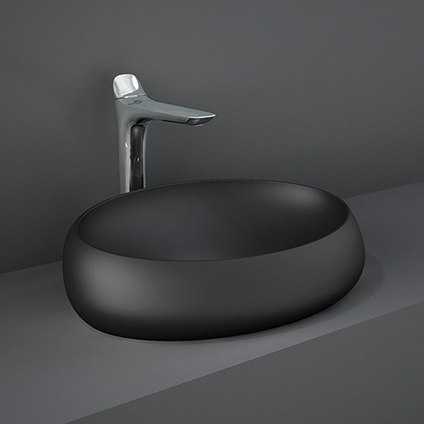 RAK Cloud 58cm Counter Top Basin - Matt Black | Victorian Plumbing UK