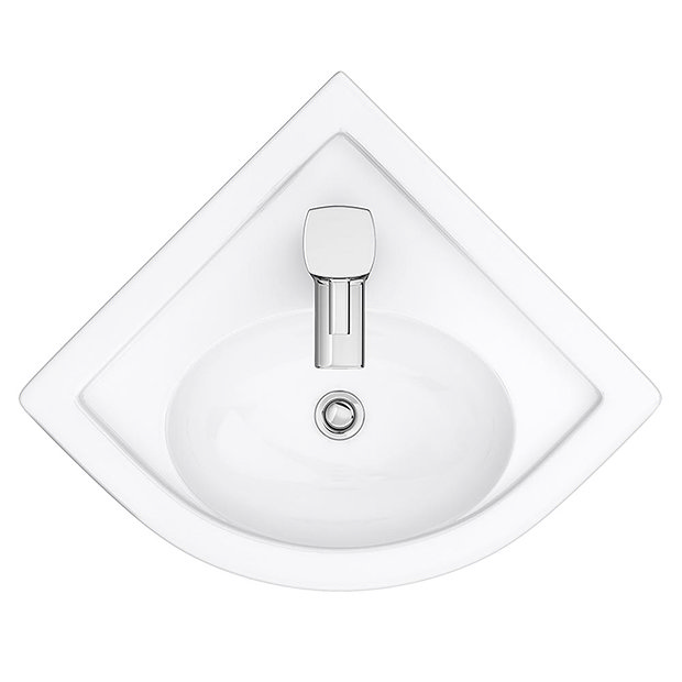 RAK Compact Corner Basin - 1 or 2 Tap Hole Option at Victorian Plumbing UK