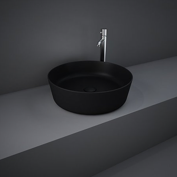 RAK Feeling 420mm 0TH Slim Round Counter Top Wash Basin - Matt Black ...