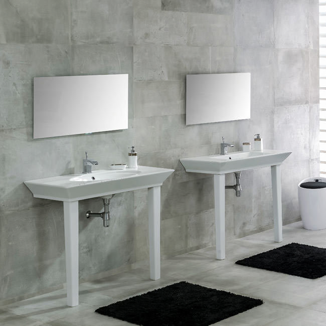 RAK Opulence 80cm His 'n' Hers Wash Basin Set w/ Porcelain Waste & Legs ...