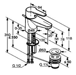 RAK Polaris Standard Basin Monoblock with Pop-up waste - POLBASM at ...