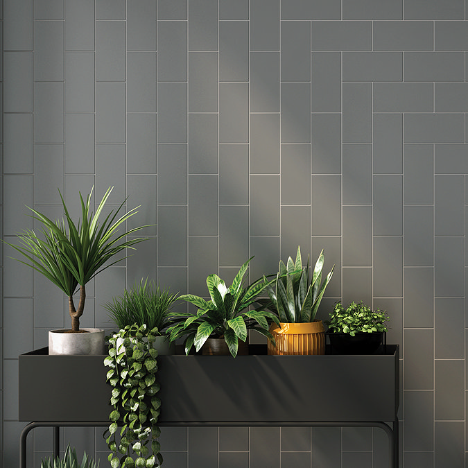 RAK Subway 75 x 150mm Dark Grey Matt Flat Edge Wall Tiles | Victorian ...