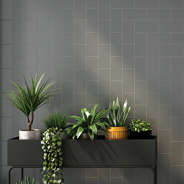 RAK Subway 75 x 150mm Dark Grey Matt Flat Edge Wall Tiles | Victorian ...