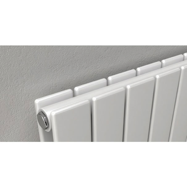 Reina Flat Horizontal Double Panel Designer Radiator | White Finish