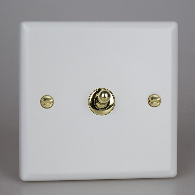 Revive 1 Gang Toggle Switch- Matt White/Brass - RV1TMW
