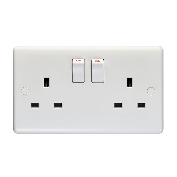 Revive 2 Gang Switched Socket Single Pole - White