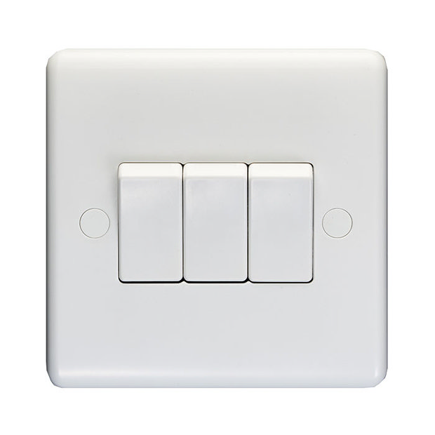 Revive 3 Gang 2 Way Light Switch - White | Victorian Plumbing UK