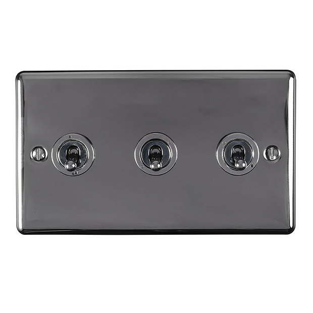 Revive 3 Gang 2 Way Toggle Light Switch - Black Nickel/Black Trim ...