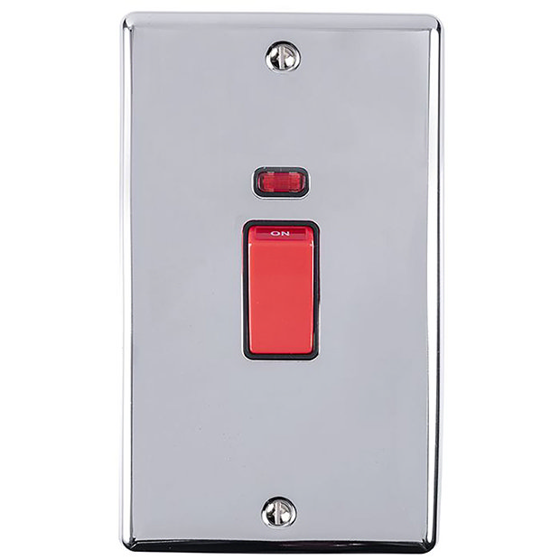 Revive 45A Cooker Switch Double Plate with Neon Polished Chrome /Black ...