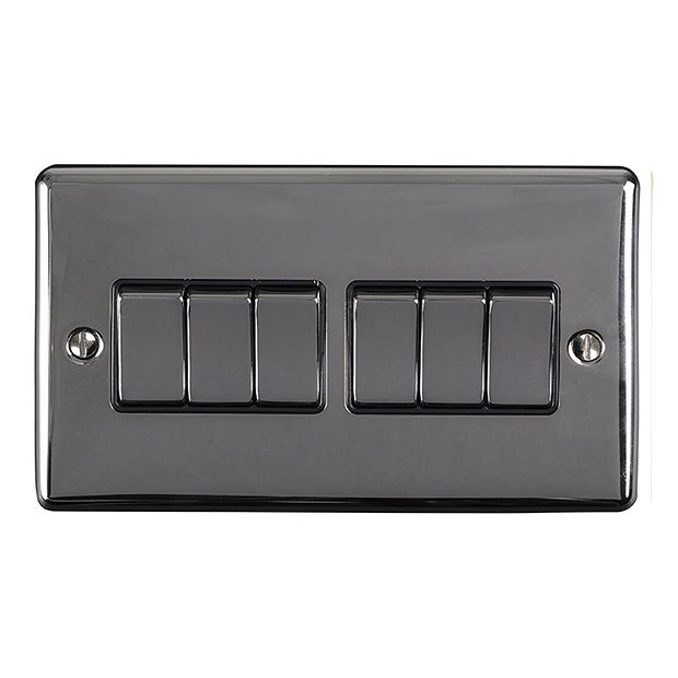 Revive 6 Gang 2 Way Light Switch - Black Nickel | Victorian Plumbing UK