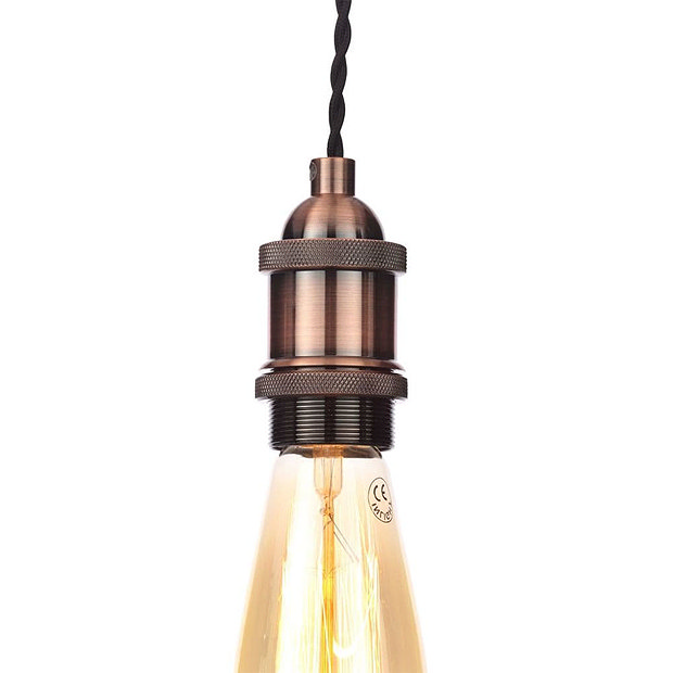 Revive Antique Copper with Black Twisted Cable Pendant Light