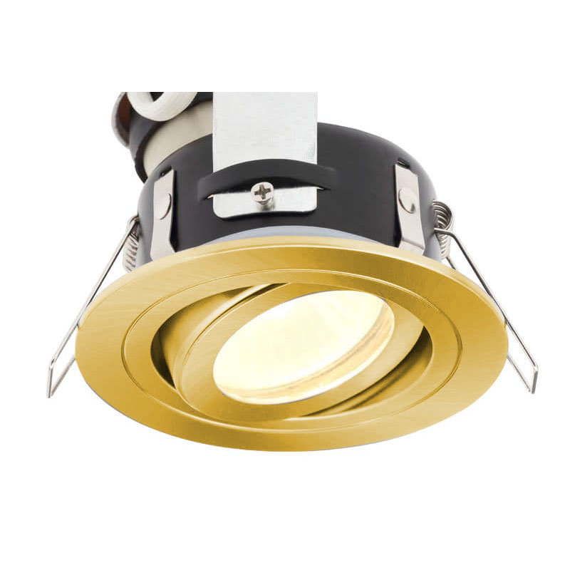 Revive IP65 Satin Brass Round Tiltable Bathroom Downlight