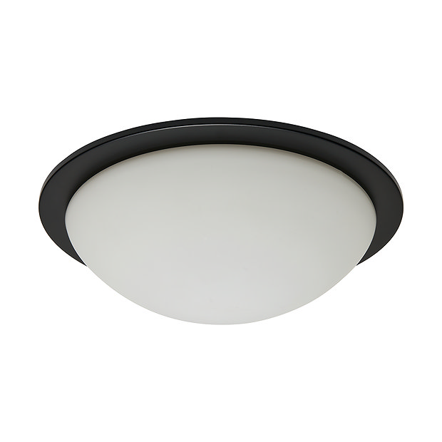 Revive LED Glass Dome Flush Ceiling Light - Matt Black