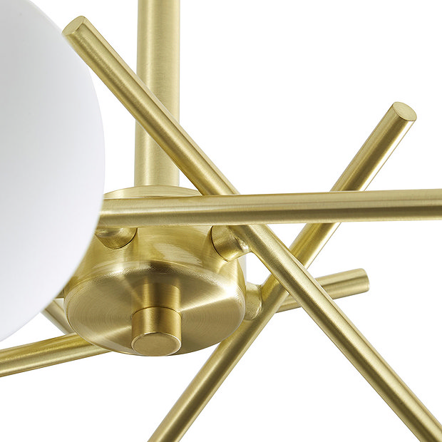 Revive Satin Brass/Opal Glass 5-Light Cross Arm Ceiling Light I ...