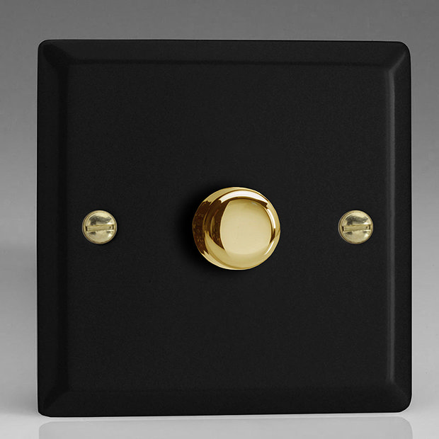 Revive Single Dimmer Light Switch - Matt Black/Brass - RV1DMB