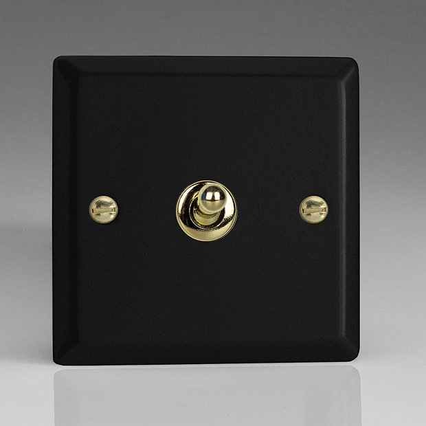 Revive Single Toggle Light Switch - Matt Black/Brass - RV1TM