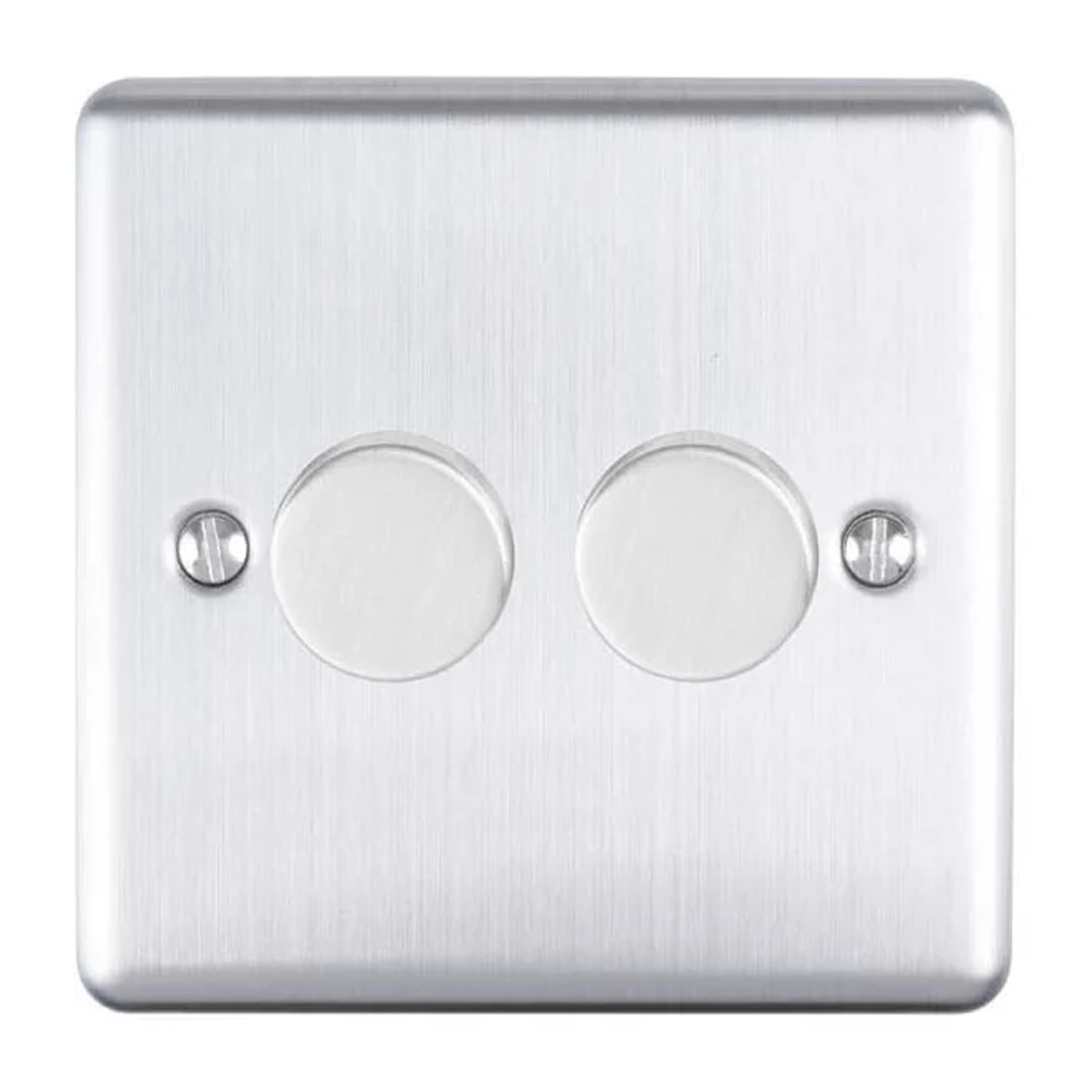 Ellis & Co 2 Gang 400W LED Dimmer Switch Satin Stainless Steel ...