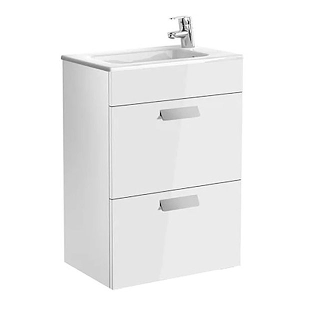 Roca Debba 500m 2-Drawer Wall Hung Vanity Unit - Gloss White