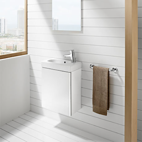 Roca Mini 450m Wall Hung Vanity Unit - Gloss White