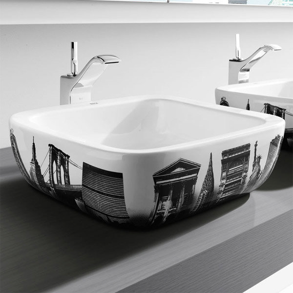 Roca - Urban New York Countertop Basin - 400 x 400mm - White ...