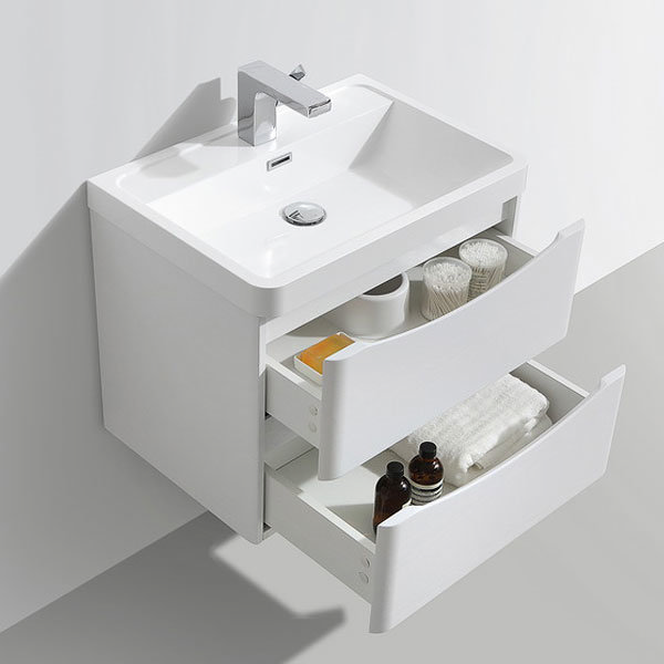 Monza White Ash 600mm Wide Wall Mounted Vanity Unit | Now Available