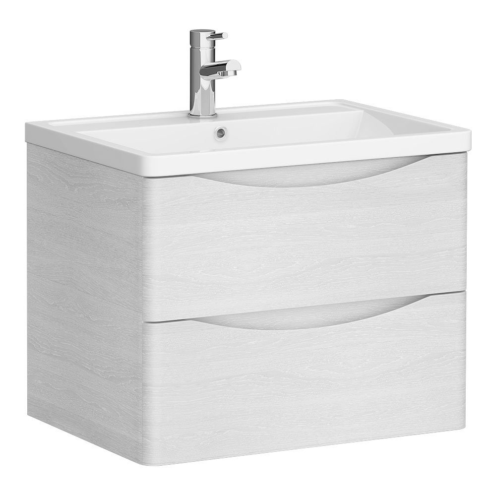 Monza White Ash 600mm Wide Wall Mounted Vanity Unit | Now Available