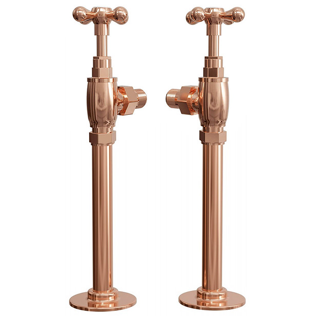 Rose Gold Angled Traditional Radiator Valves | Victorian Plumbing UK