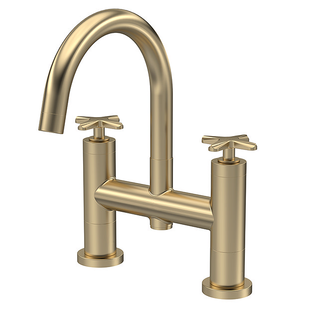 Roxbury Art Deco Brushed Brass Bath Filler | Victorian Plumbing UK
