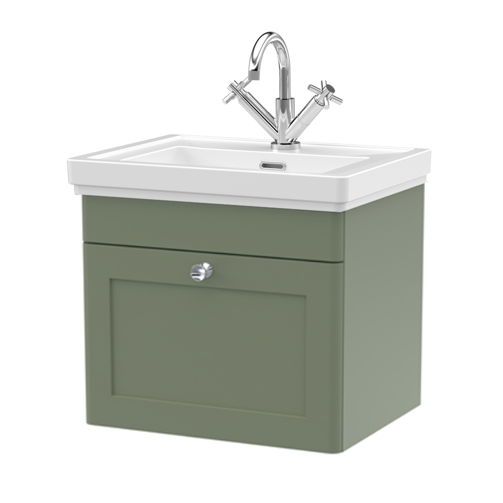 Roxbury Traditional 500mm Satin Green Vanity Unit - Wall Hung Single ...