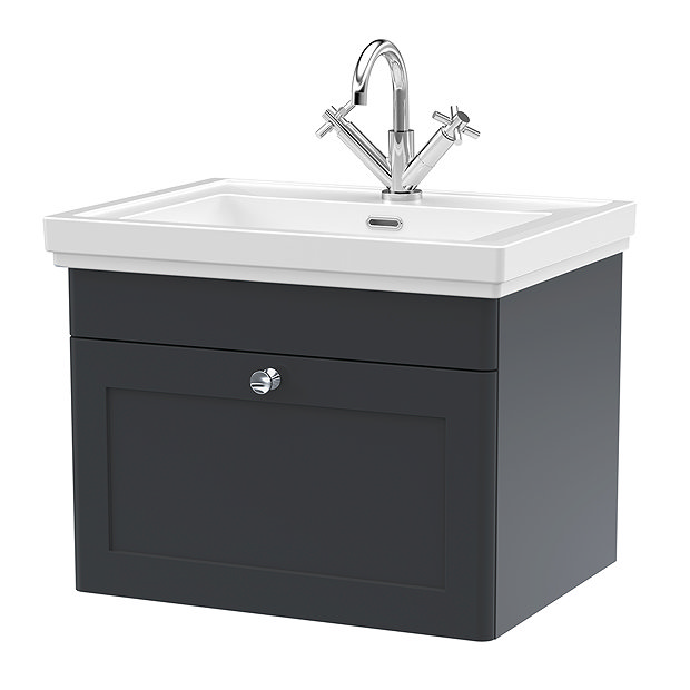 Roxbury Traditional 600mm Satin Anthracite Vanity Unit - Wall Hung ...