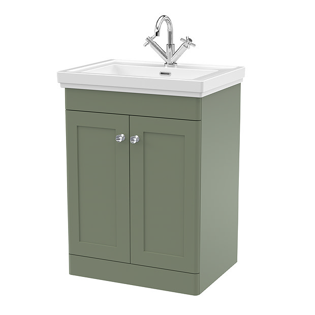 Roxbury Traditional 600mm Satin Green Vanity Unit - Floor Standing 2 ...