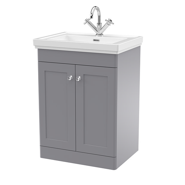 Roxbury Traditional 600mm Satin Grey Vanity Unit - Floor Standing 2 ...