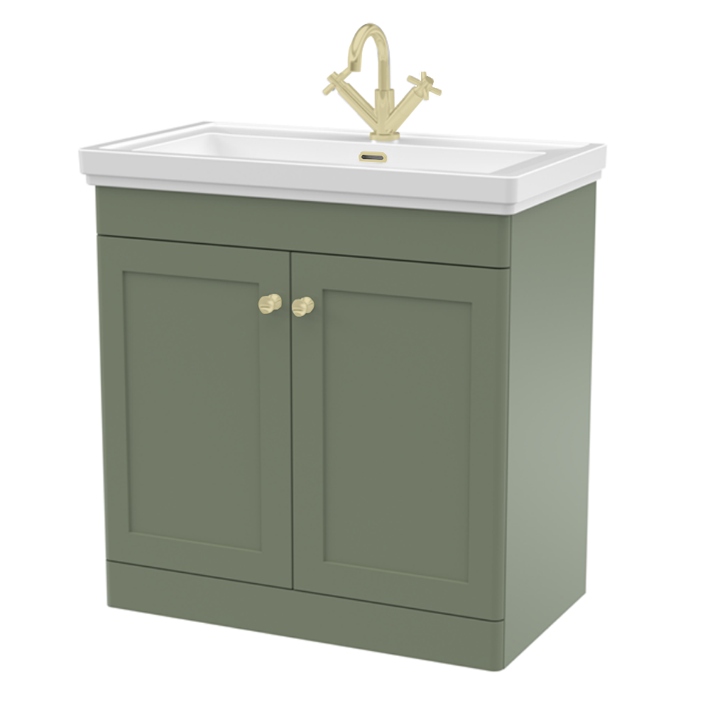 Roxbury Traditional 800mm Satin Green Vanity Unit - Floor Standing 2 ...
