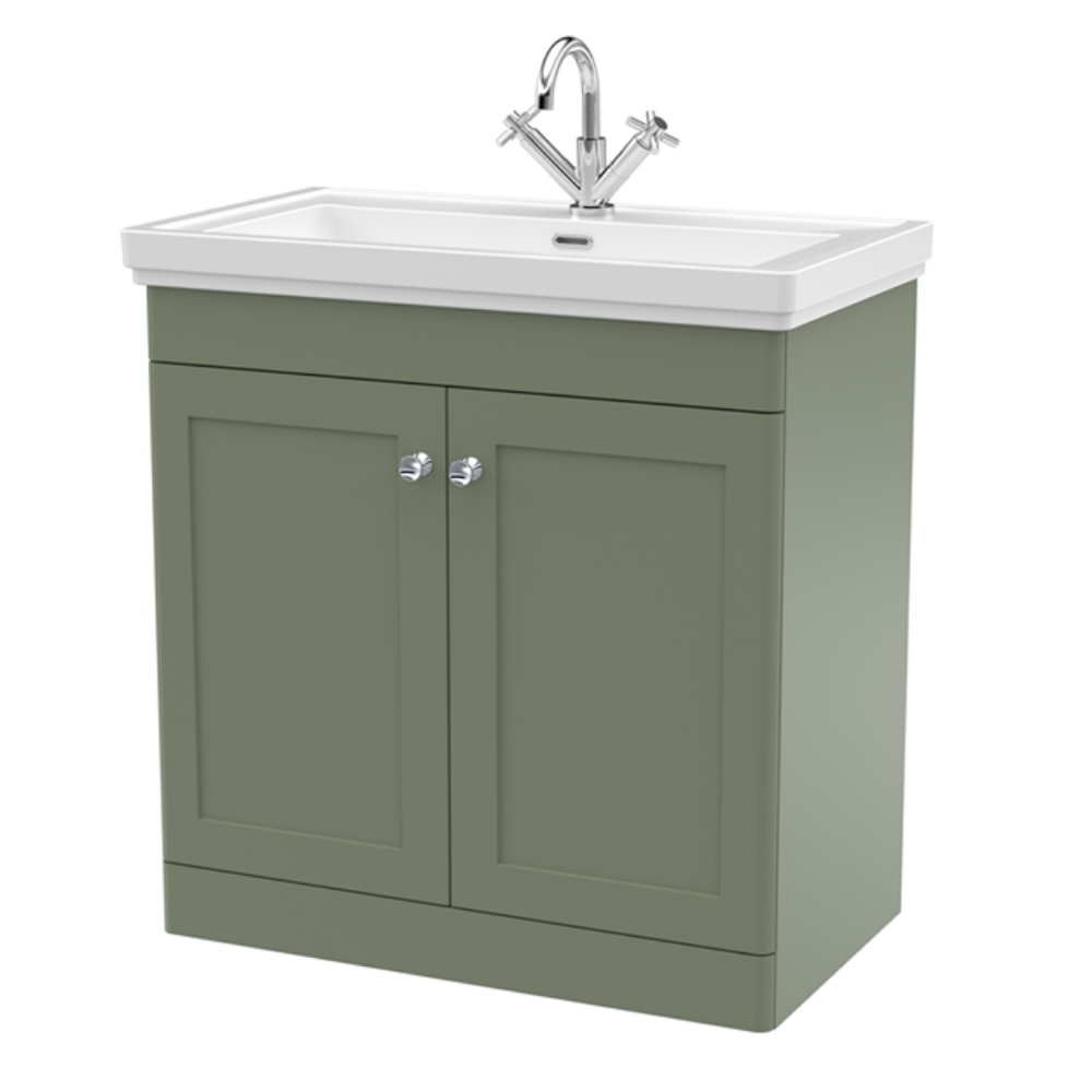 Roxbury Traditional 800mm Satin Green Vanity Unit - Floor Standing 2 ...