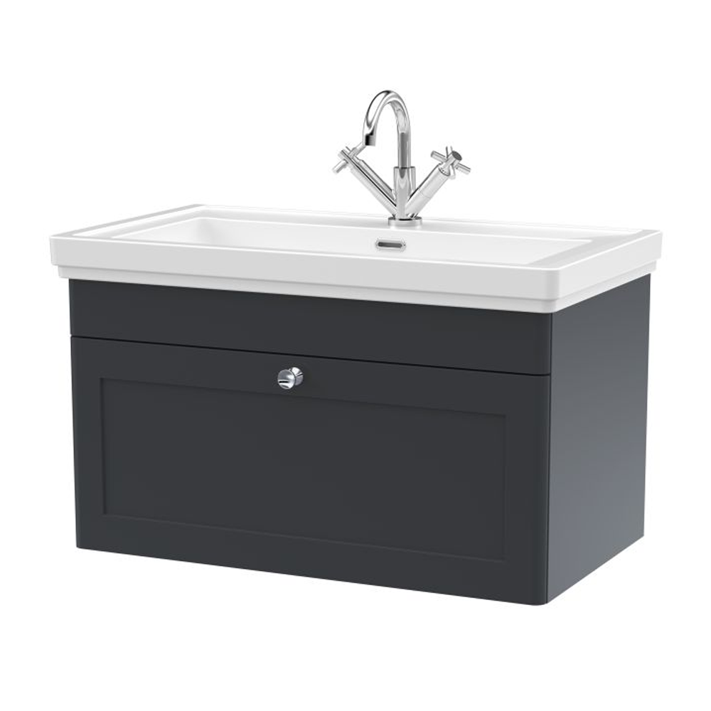 Roxbury Traditional 800mm Satin Anthracite Vanity Unit - Wall Hung ...